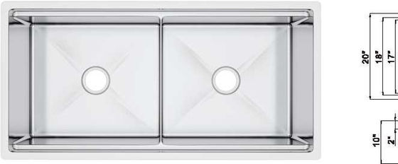 Luxury Top Mount Stainless Steel Sink , Satin Finish High End Kitchen Sinks