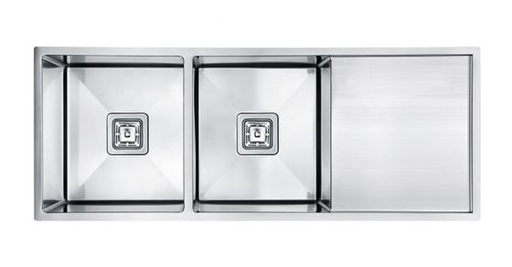 Topmount Stainless Steel Double Bowl Kitchen Sink With Drainboard