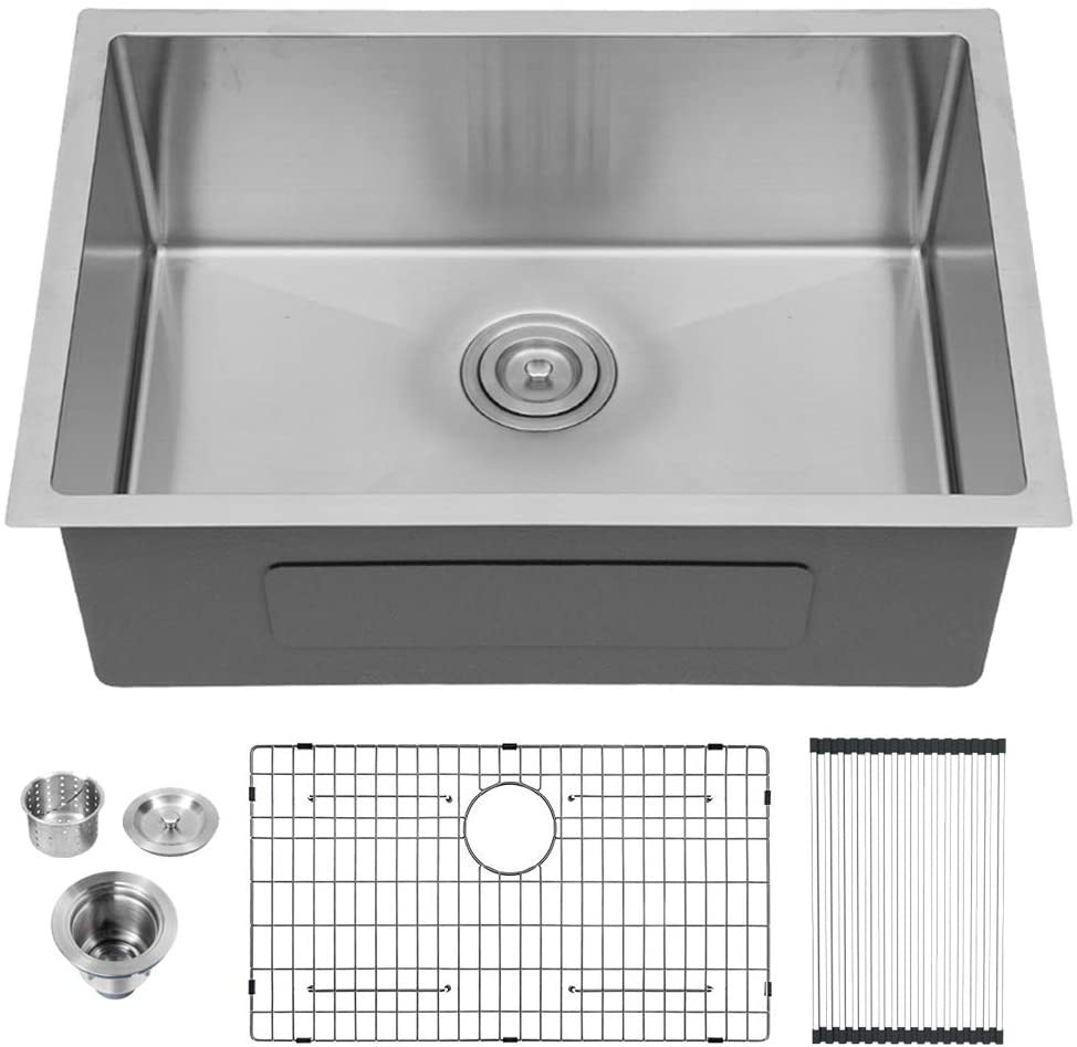 28 Inch Stainless Steel Kitchen Sink Undermount Deep Single Bowl 16/18 ...